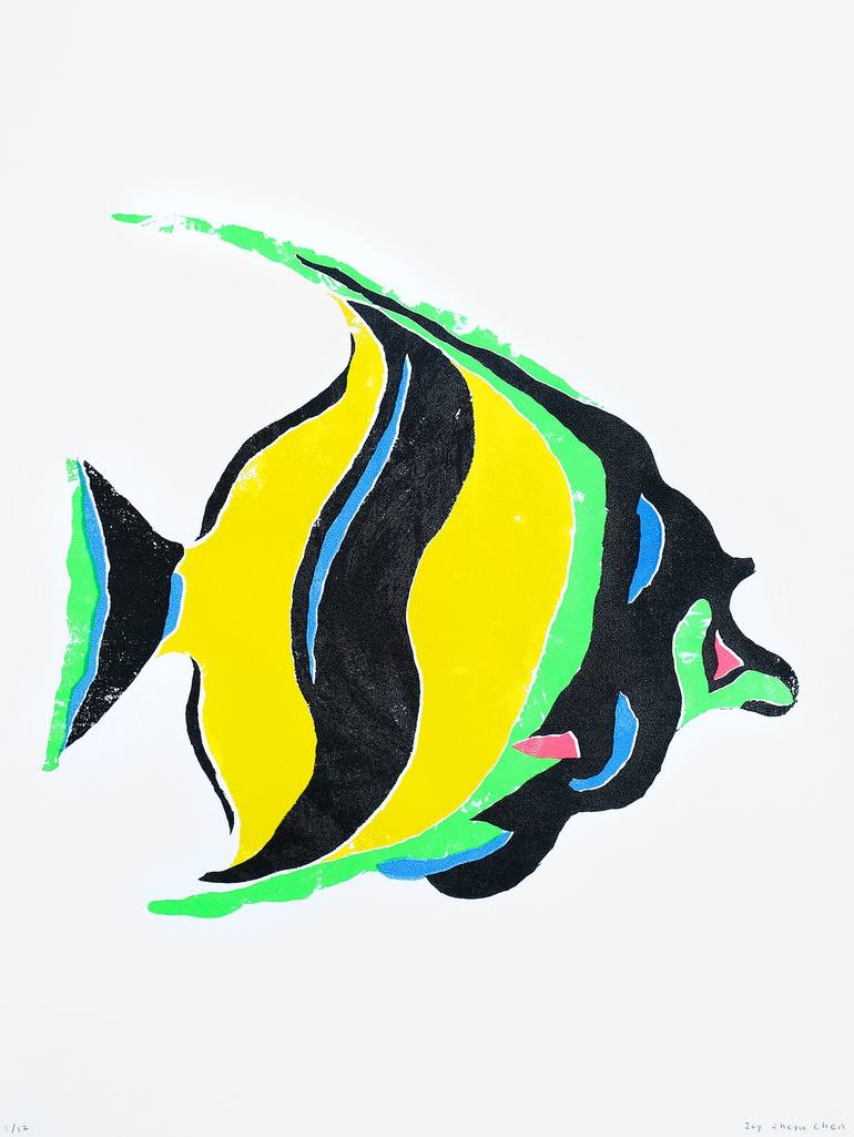 Fish of Hawaii (Kihikihi) Printmaking by Ivy Zheyu Chen | Saatchi Art