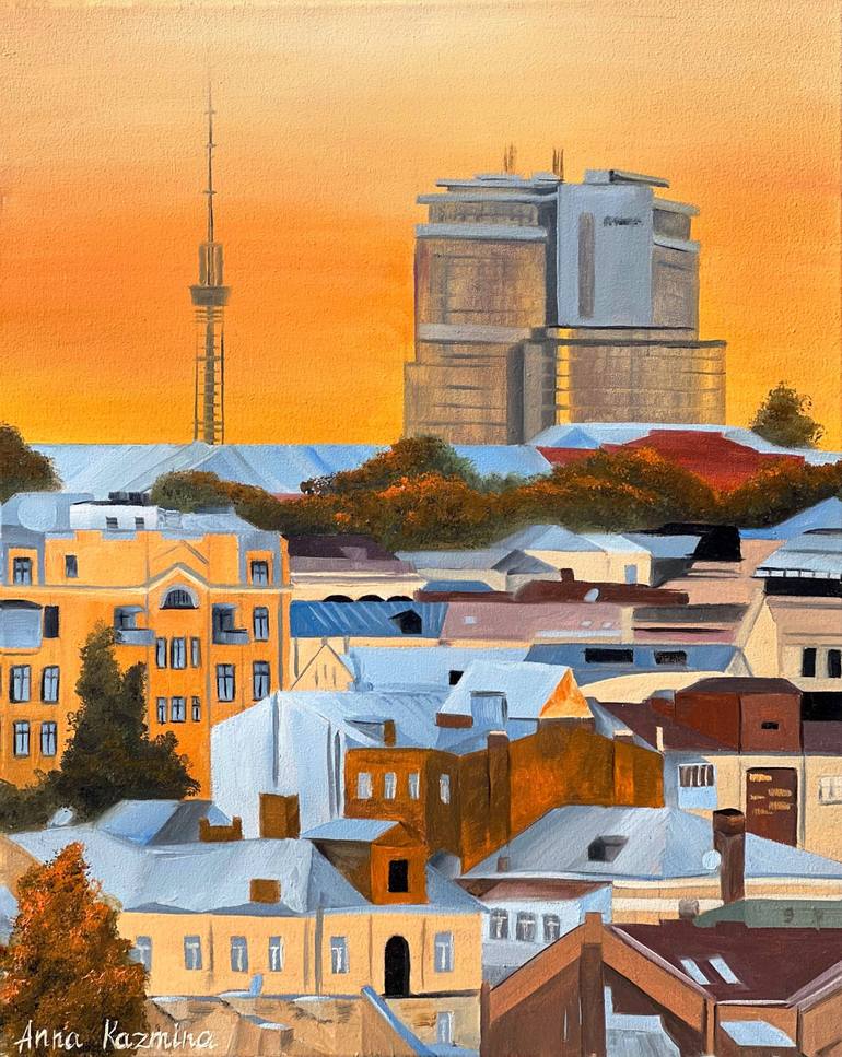 Orange Sunset Painting by Anna Kazmina | Saatchi Art
