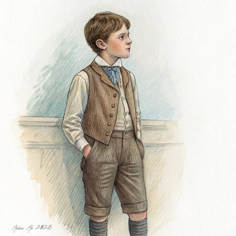 The Victorian school boy Drawing by Andrew Ashworth | Saatchi Art ...