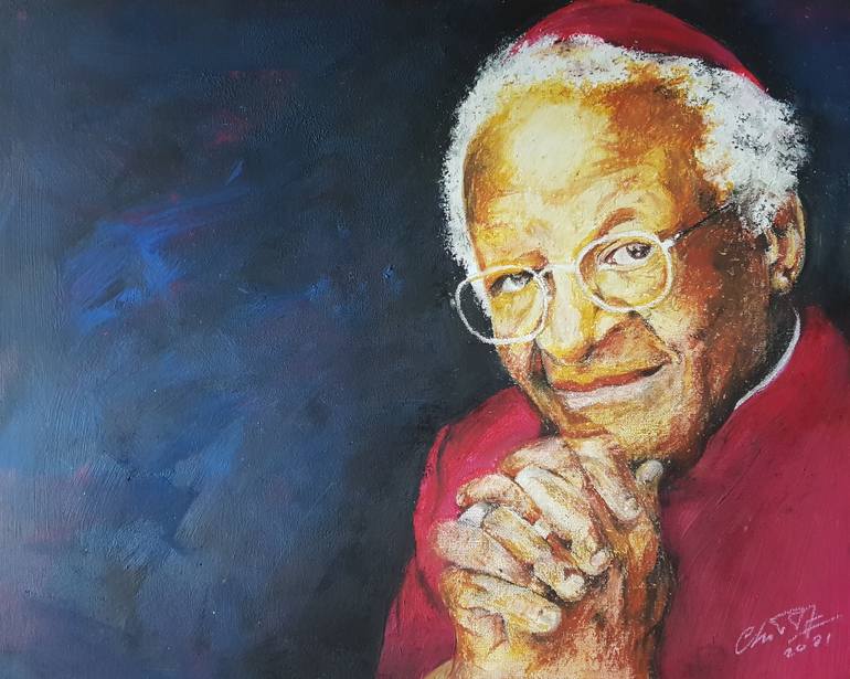 Desmond Tutu Painting by Christopher Page | Saatchi Art