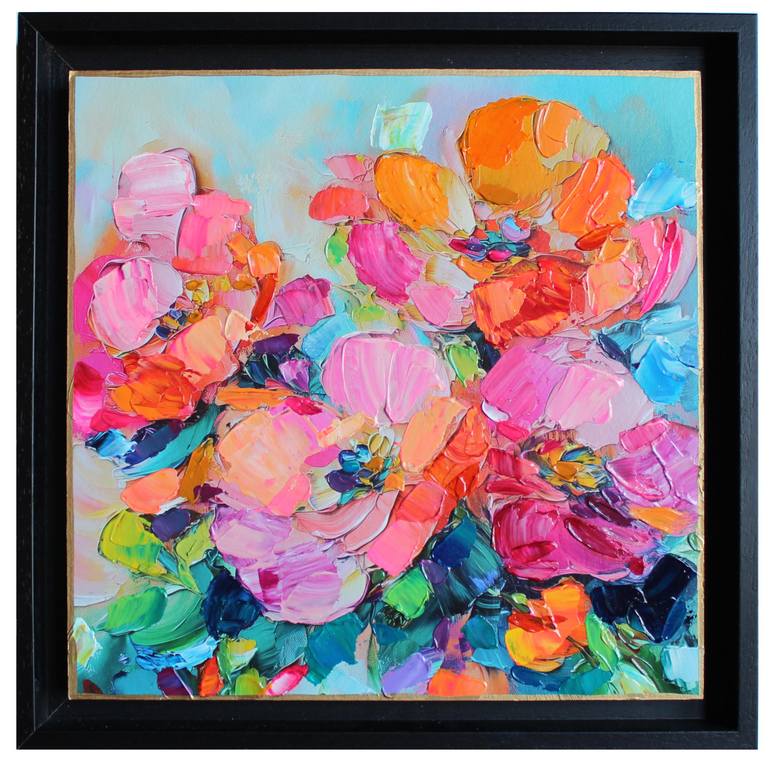 Wind Flowers II (Framed) Painting by Sophie Bartrip | Saatchi Art