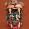 Vintage Aztec / Mayan Style Hand-Carved Wooden Jaguar Skull Mask ...