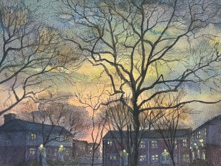 Sunset in Queens Painting by Henry Liang | Saatchi Art