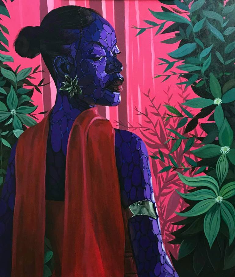 Fragality (A woman as a green leafs) Painting by Damola Adeyemo ...