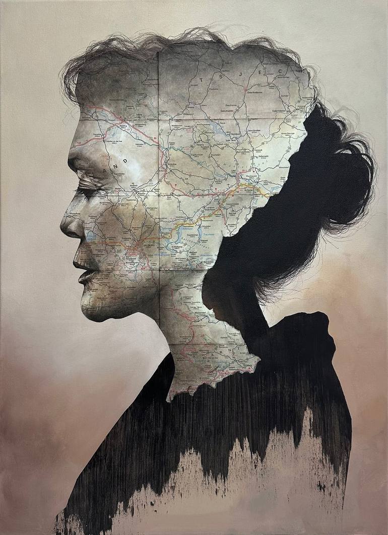 The Geography of Absence – Collage Map – Symbolic Portrait Mixed Media ...