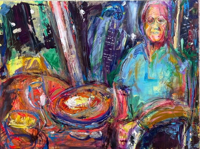 Dinner at Hal's Painting by Greg Madsen | Saatchi Art