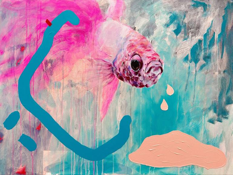 untitled (crying fish) Painting by Neryhs Wo | Saatchi Art