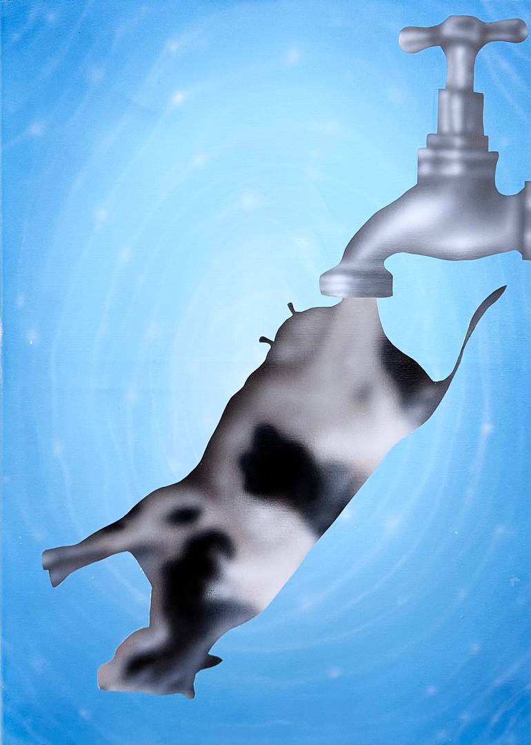 Cow Surreal Airbrush Painting Painting by Bika Art | Saatchi Art