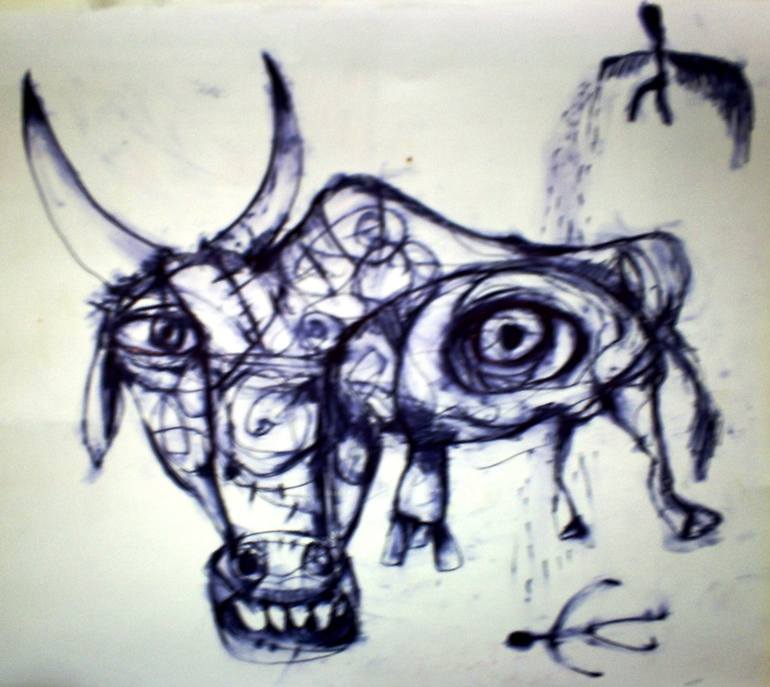 COW HUMAN ANGEL Drawing by Angkasa Pura | Saatchi Art