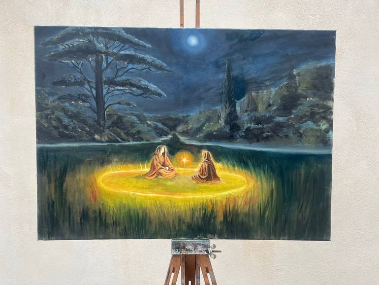 The Silent Gathering Painting by Isaac Boateng | Saatchi Art