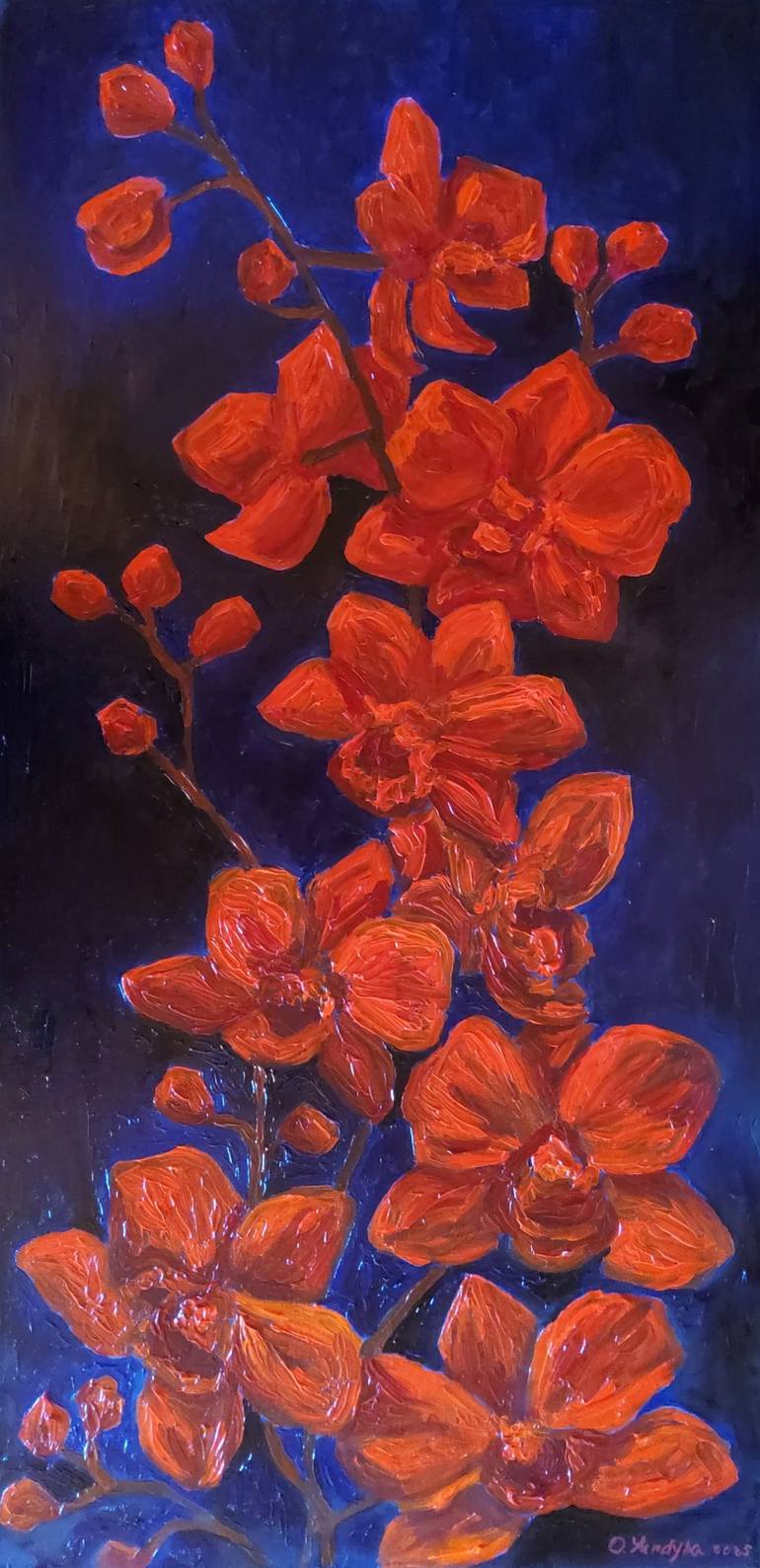 Orchids, fire of passion Painting by Olena Yurdyha | Saatchi Art