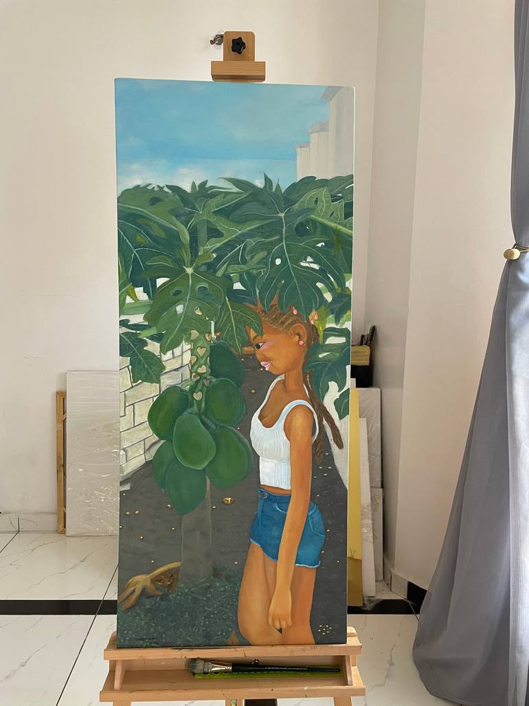 Hey Chu, snap me under this Pawpaw tree. Mixed Media by Uchennayaa N ...