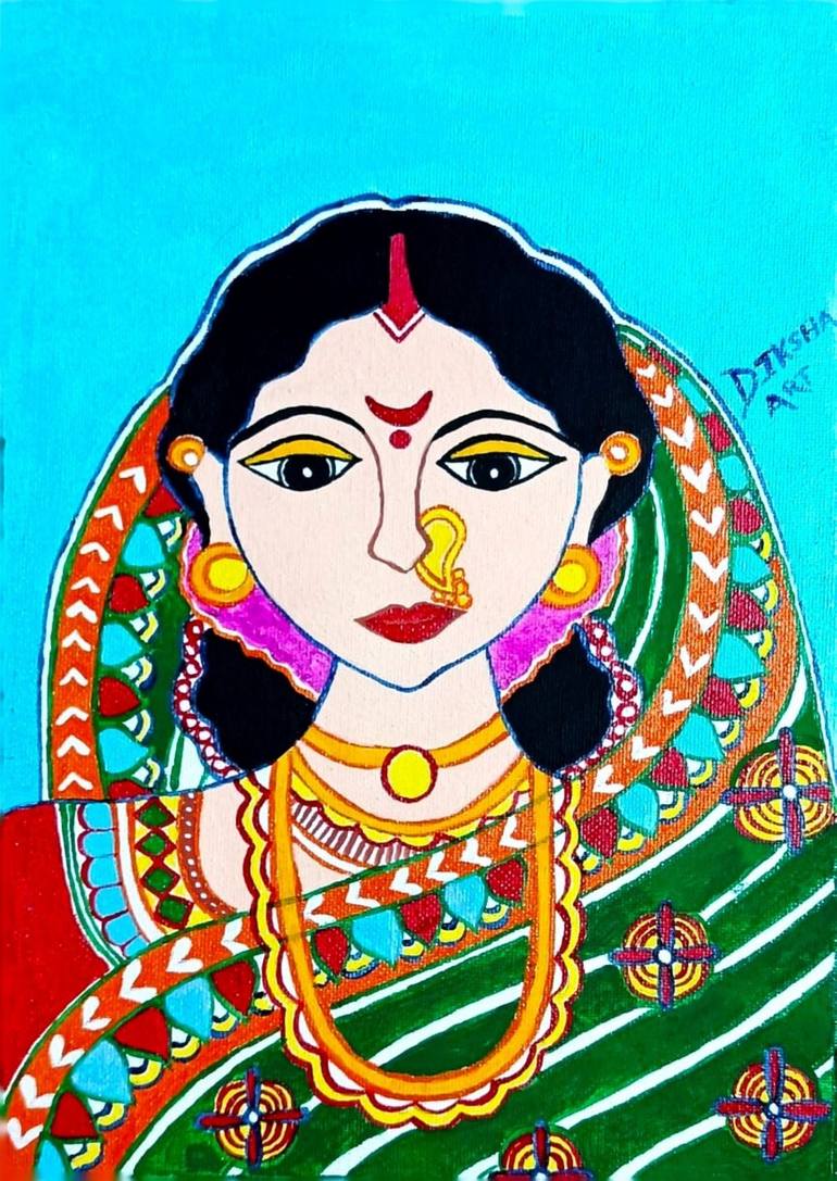 Marathi (Indian) Lady Painting by Diksha Ranjan | Saatchi Art