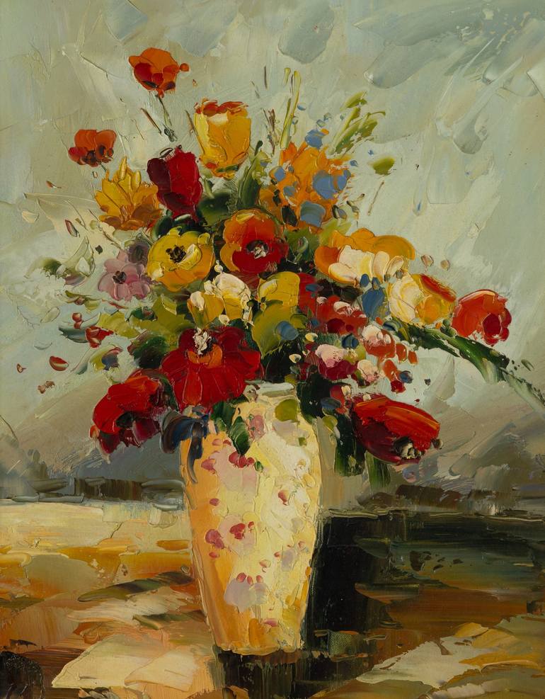 Vase itself is a pale yellow Painting by Muga Muga | Saatchi Art