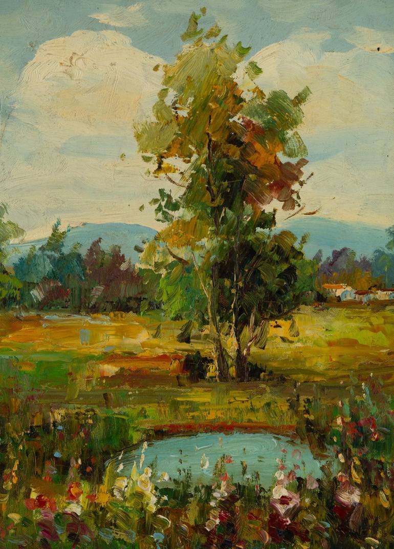 A serene pond Painting by muga muga | Saatchi Art