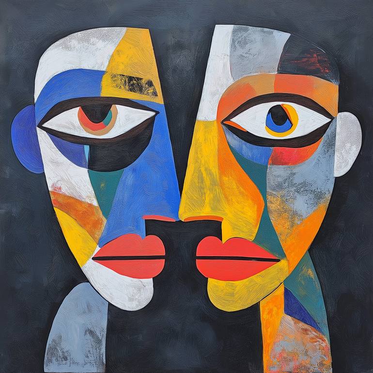 Cubist Faces Painting by Daria Nia | Saatchi Art
