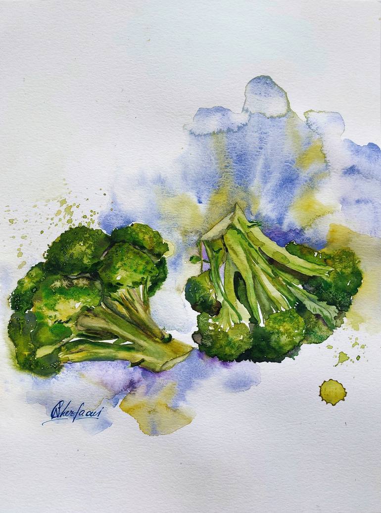 Broccoli Painting by Nina Cherfaoui | Saatchi Art