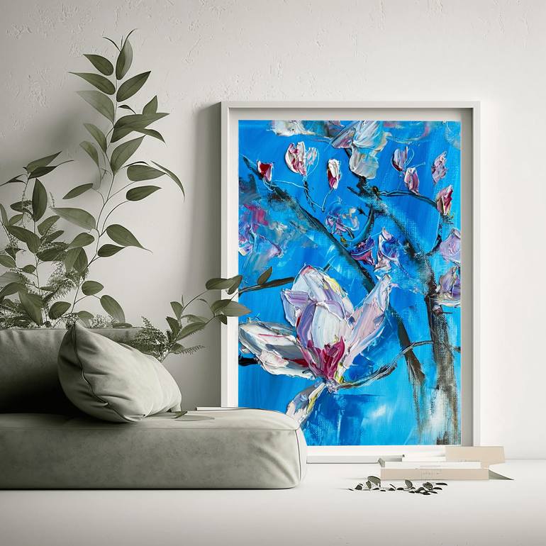Magnolia Blossom Painting | Impasto Palette Knife Oil Art Painting by ...