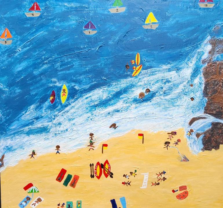 Frolicking At The Beach Painting by Cindy Betts | Saatchi Art Australia