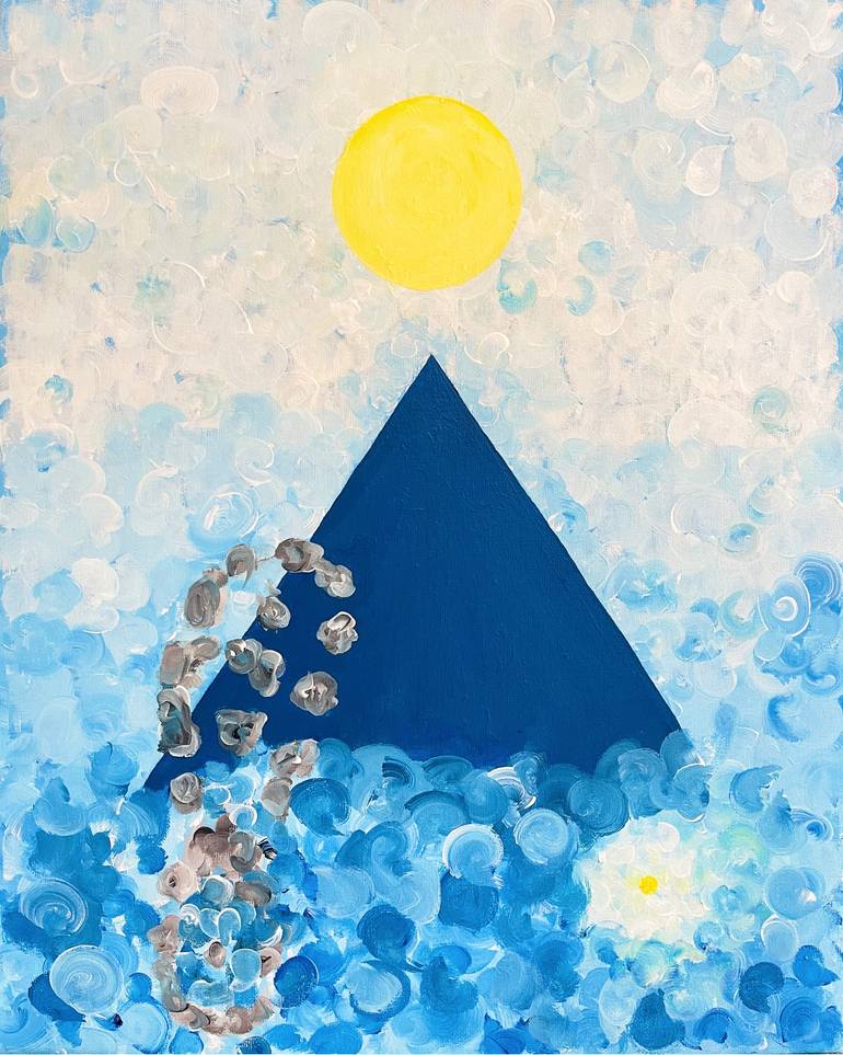 At the Mountain Peak, Abstract Landscape 40Wx50Hx0,3D cm Painting by ...