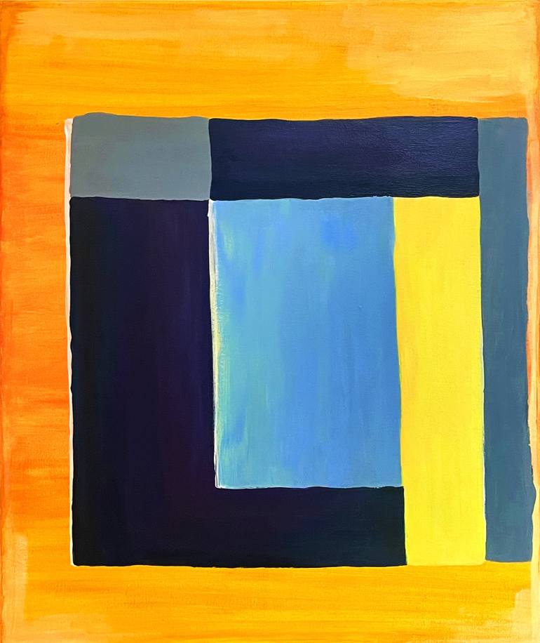 Window of Color, yellow, blue, Vibrant Interior Accent Painting by Anna ...