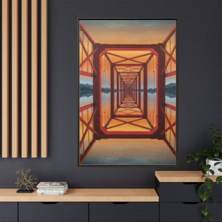 Golden Bridge Landscape Art| Modern Landscape Painting Painting by ...