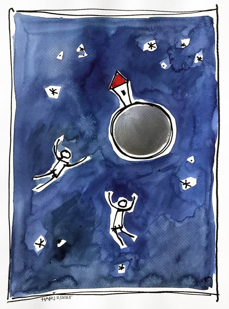 TWO FLYING SOULS Painting by Harald Beierl | Saatchi Art Germany