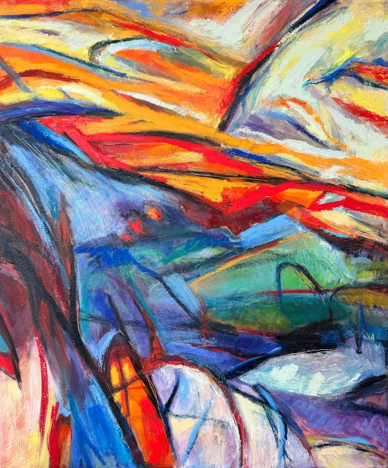 Abstract rhythms in warm colors №1 Painting by Victoria Romanenko ...