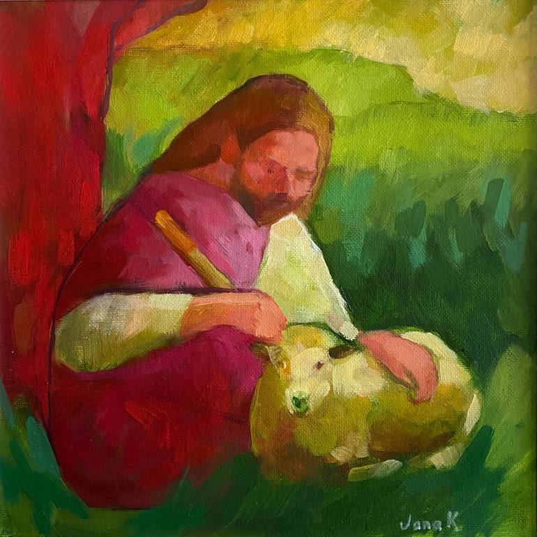 The Good Shepherd Painting by Jana Kohutiarova | Saatchi Art