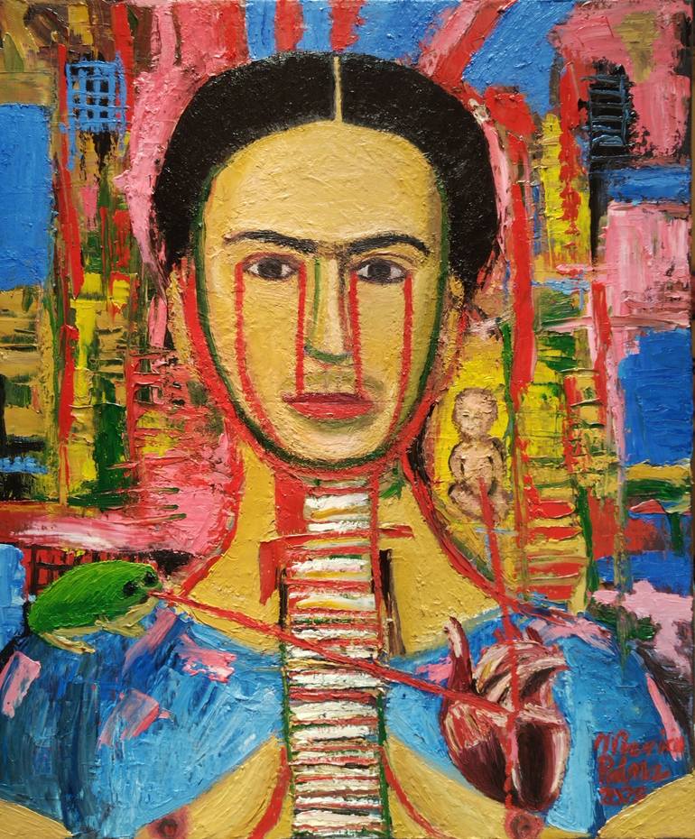 The emotions of Frida Kahlo, raw version Painting by Mauricio Palma ...