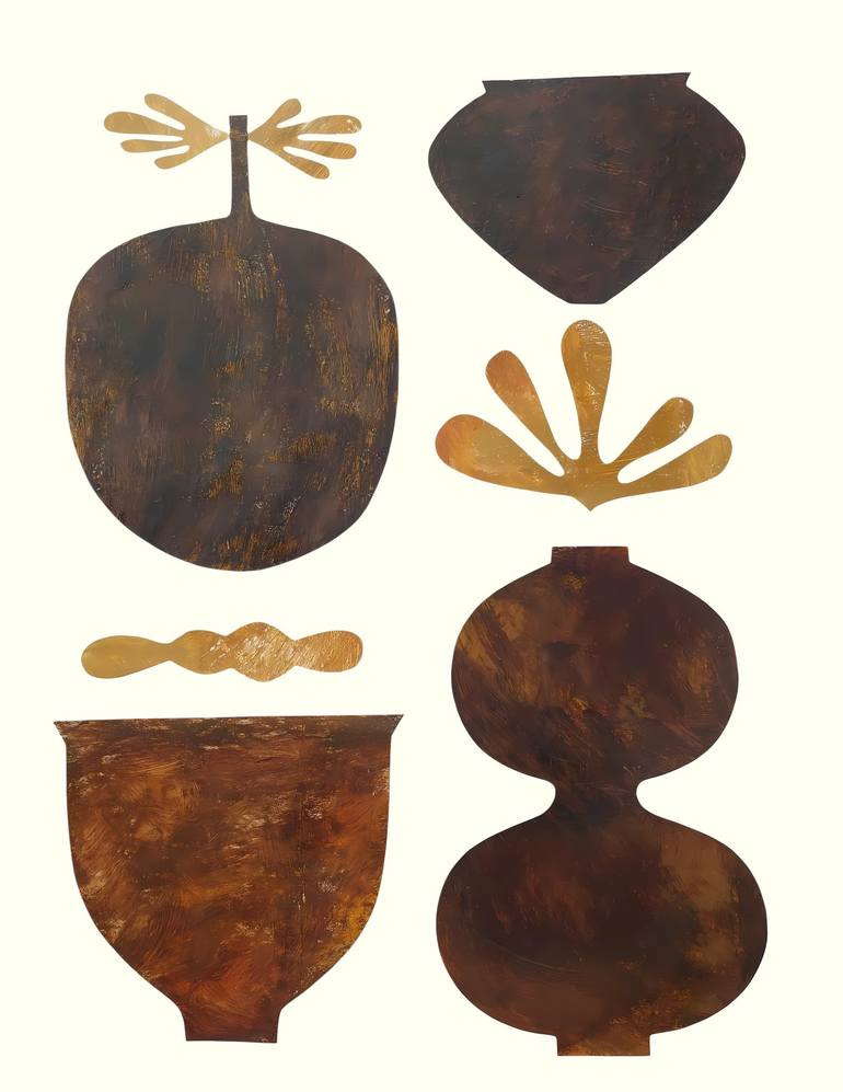“Earthen Vessels” Paper Collage Collage by Yulia Domina | Saatchi Art