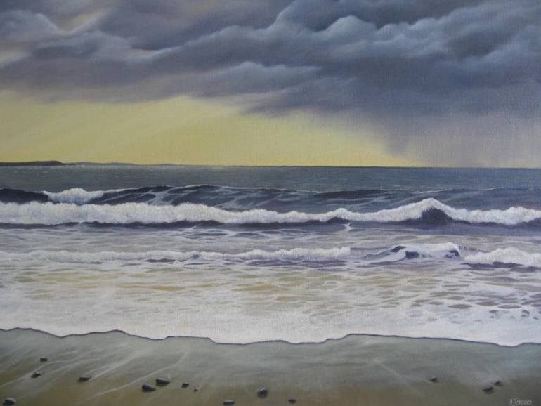 Last Wave at Spanish Point Painting by april Jarocka | Saatchi Art