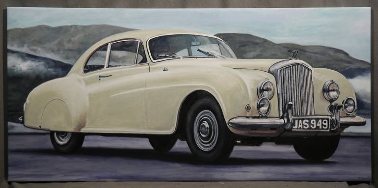 Bentley 1952 Pale Car Painting Painting by Damian Kaliyeski | Saatchi Art