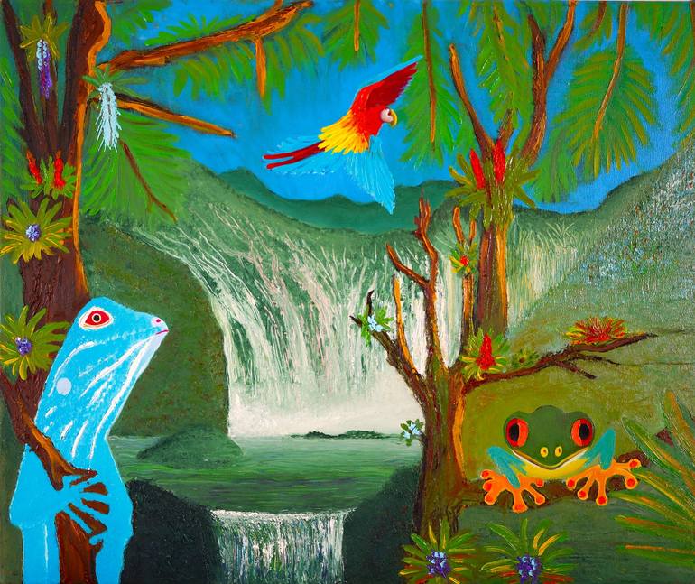 Joy in the jungle Painting by Gustavo De Leon De Mula | Saatchi Art