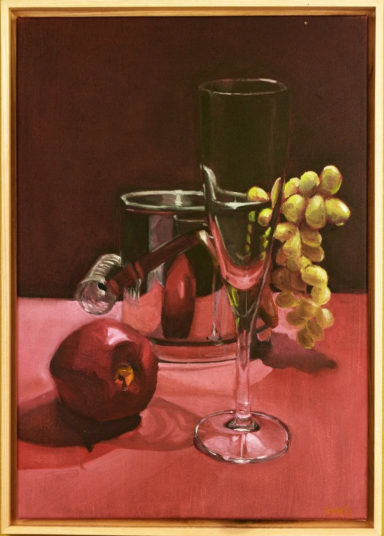 Still Life with a Champagne Flute Painting by Johanne David | Saatchi Art