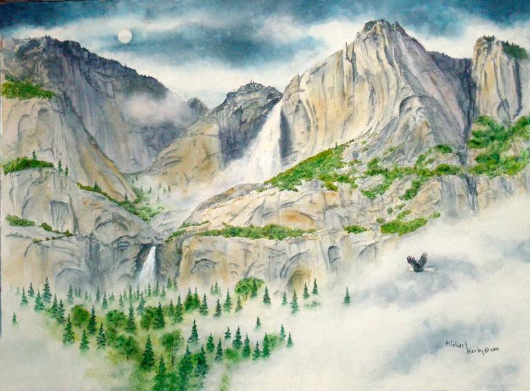 Yosemite Falls Painting by Michael Kerby | Saatchi Art