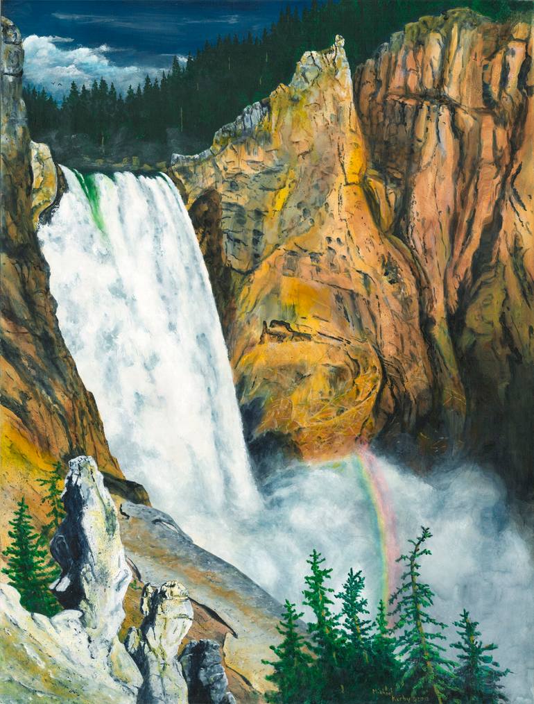 Lower Falls of the Yellowstone Painting by Michael Kerby | Saatchi Art