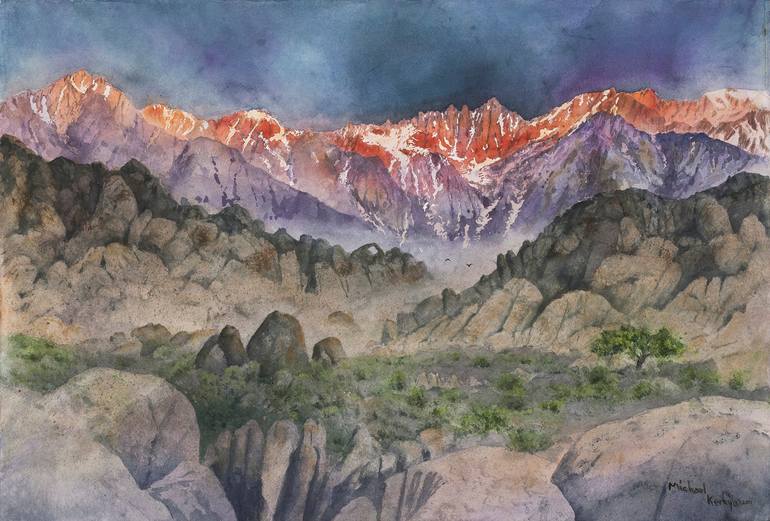 Lone Pine Morning SOLD Painting by Michael Kerby | Saatchi Art