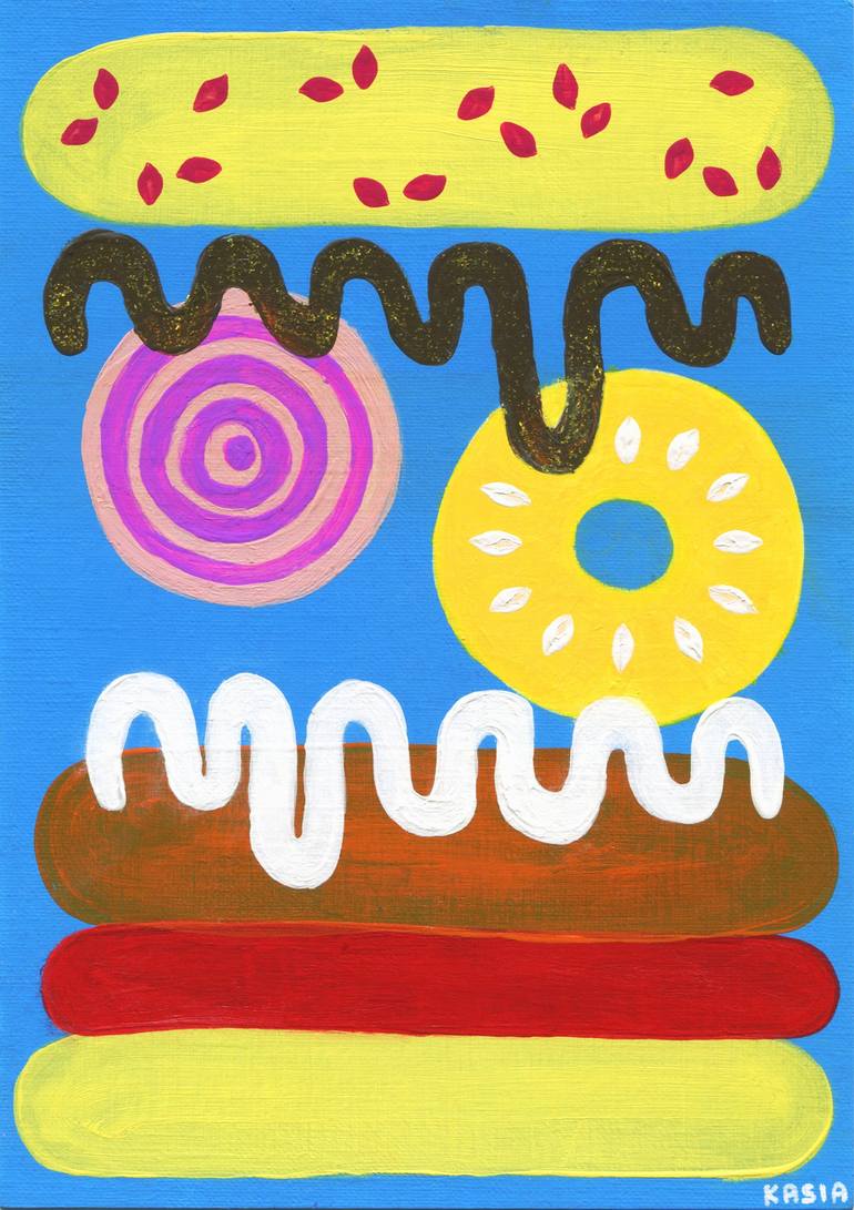 The Summer Splash Burger Painting by Kasia Sykus | Saatchi Art