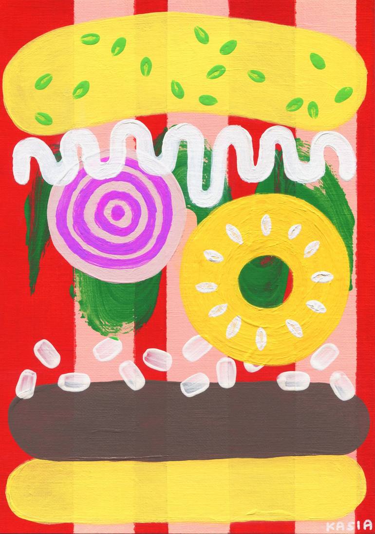 The Funfair Burger Painting by Kasia Sykus | Saatchi Art United Kingdom