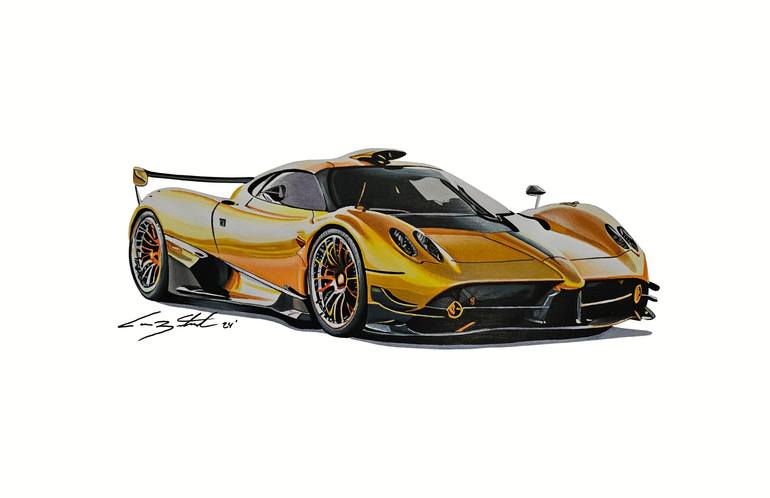 The Flash / Pagani Huayra Drawing by Supercar Core Division | Saatchi Art