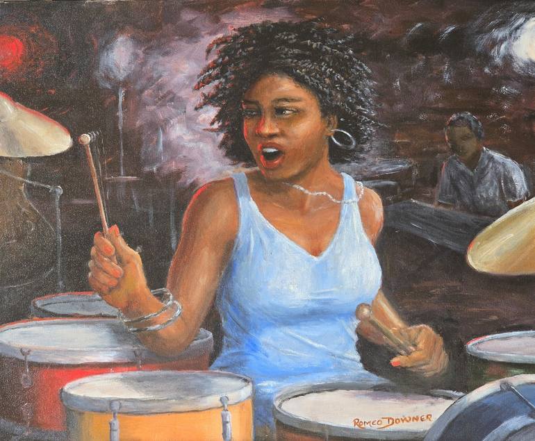 Lady Drummer Painting by Romeo Downer | Saatchi Art