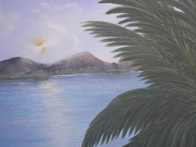 Paradise through the palms Painting by Mandy Godfrey | Saatchi Art