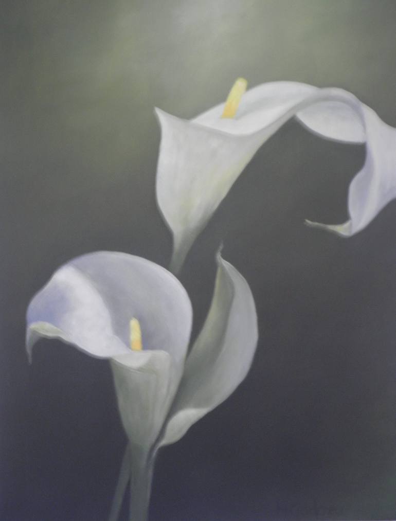 white Lilies Painting by Mandy Godfrey | Saatchi Art