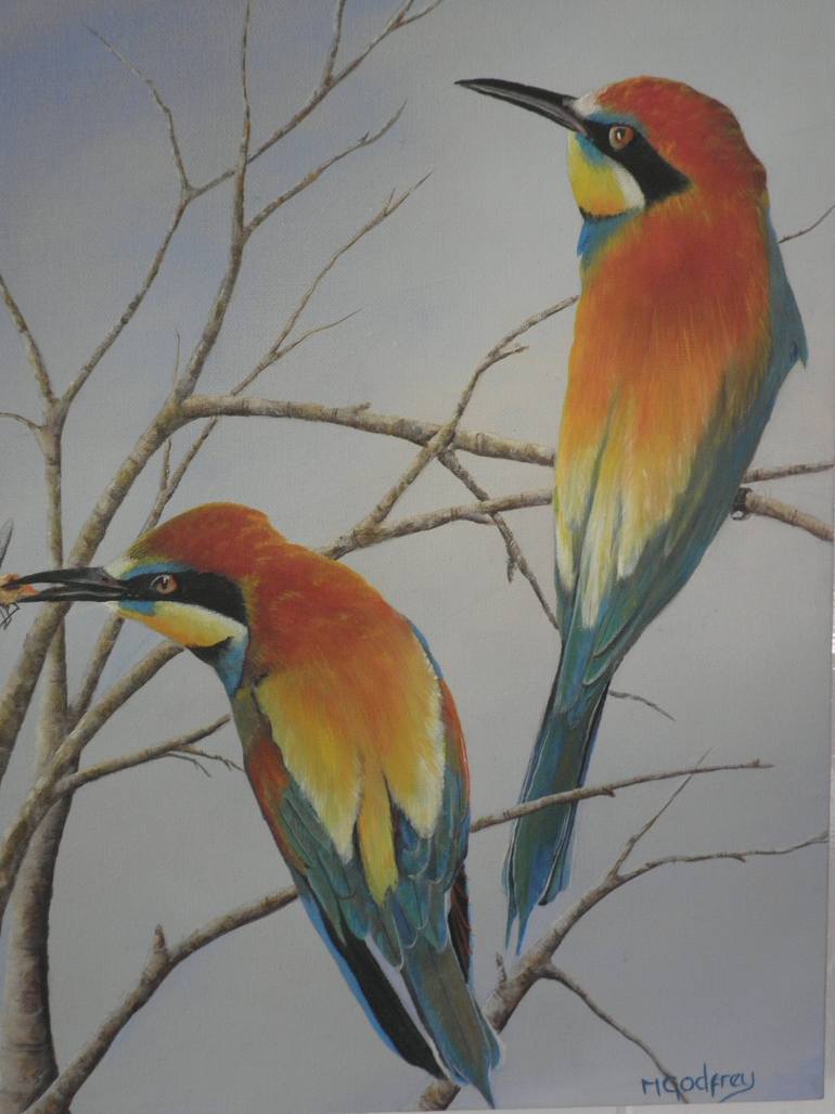 Bee eaters Painting by Mandy Godfrey | Saatchi Art
