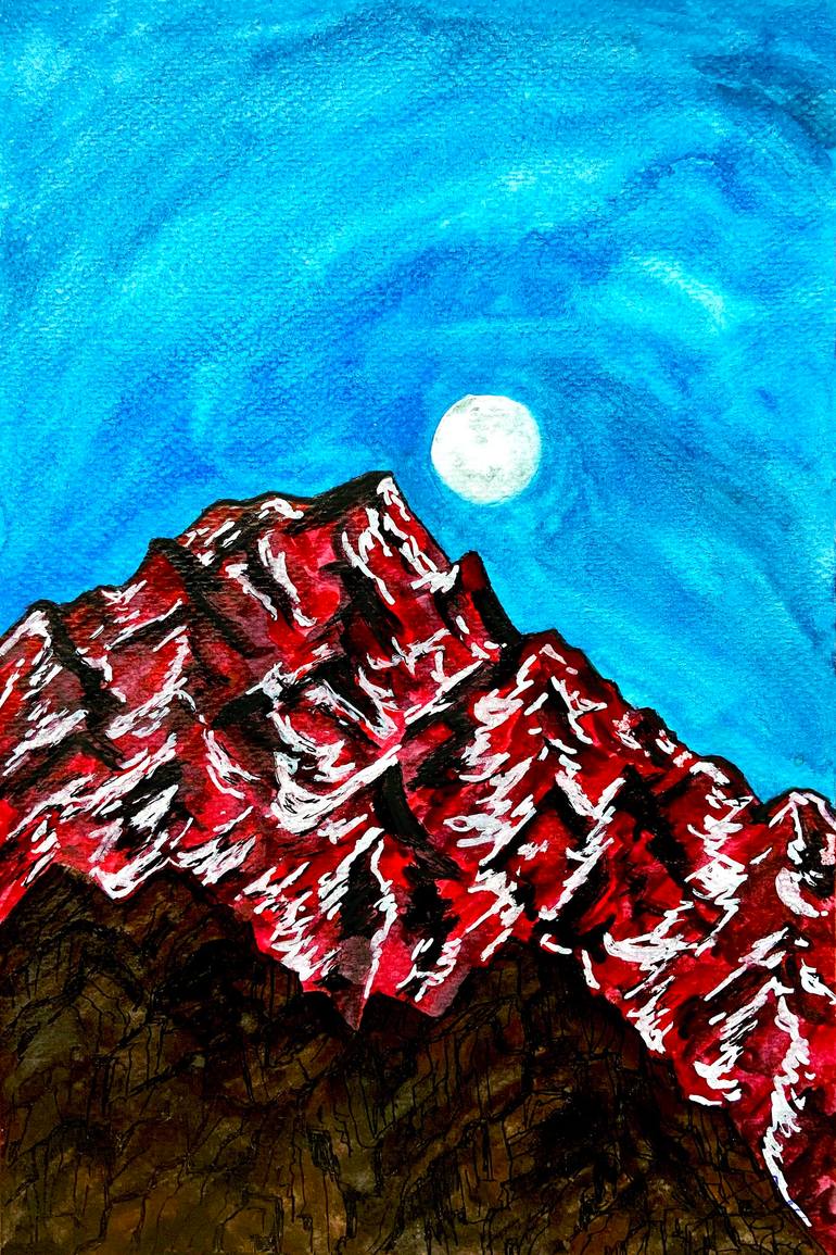 Moon & Mountain 4 Painting by April Tolosa | Saatchi Art