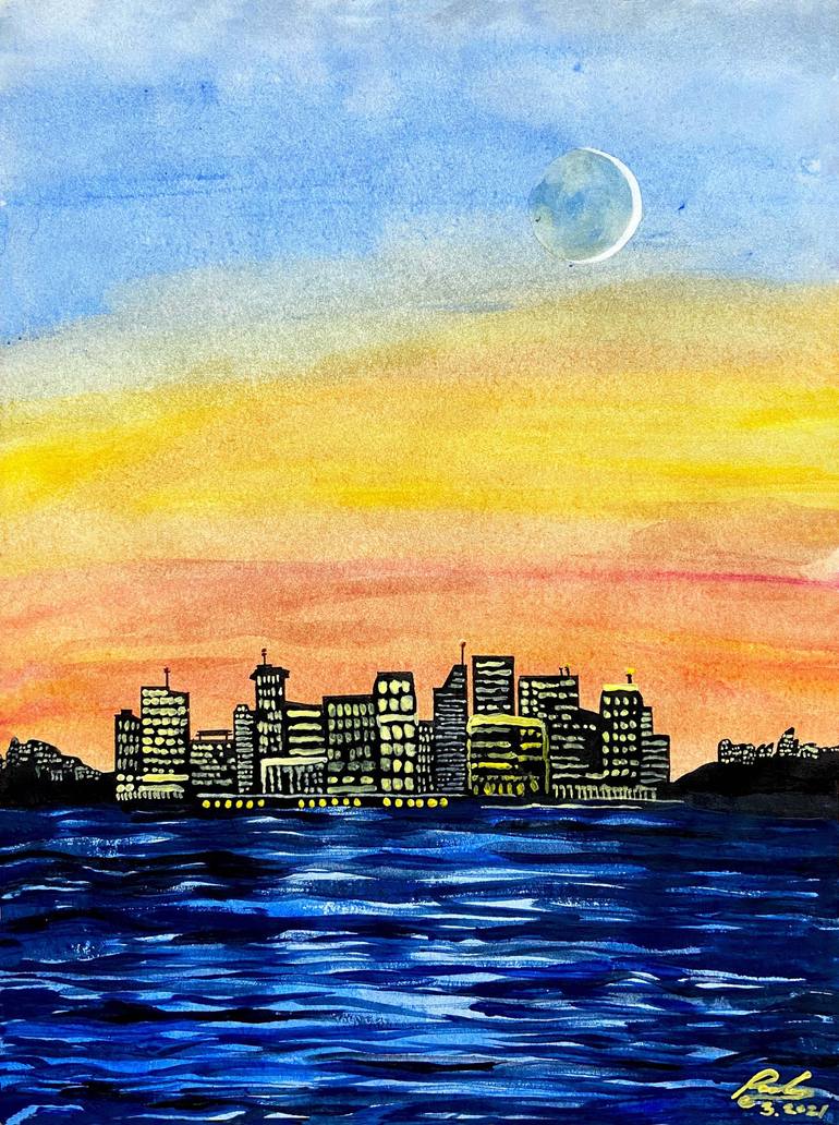 City & Sky 3 Painting by April Tolosa | Saatchi Art