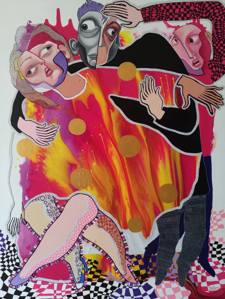 Two's company, three's a crowd - surreal painting on canvas Painting by ... Two's company, three's a crowd - surreal painting on canvas Painting by ...