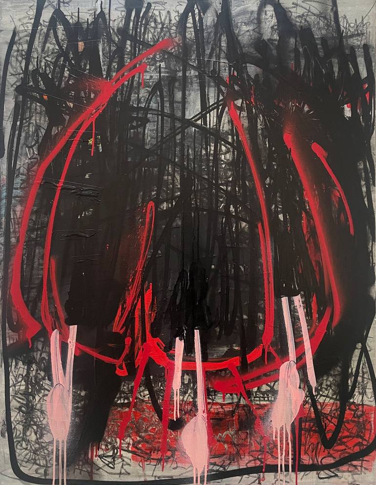 Running from the grey thoughts Painting by Tim Fawcett | Saatchi Art