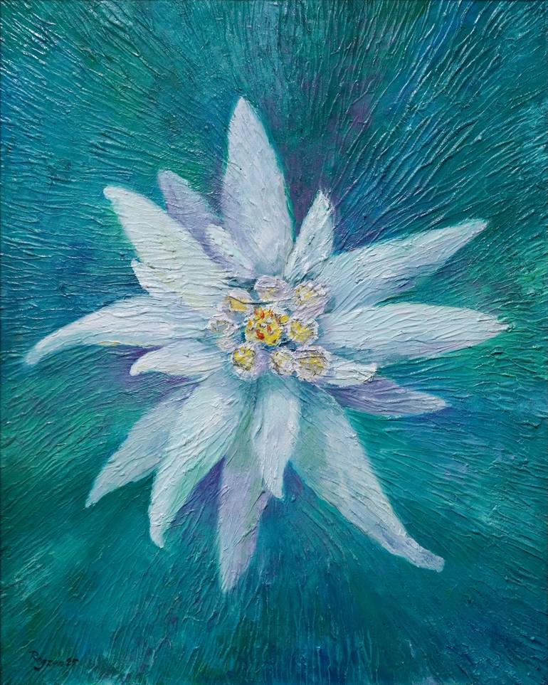Edelweiss Painting by Baatartsogt Enkhtur | Saatchi Art